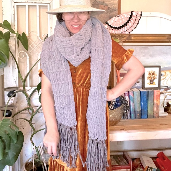 Accessories | New Handmade Grey Knit Plush Super Soft Oversize Scarf ...